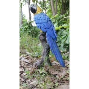 15" Blue & Gold Macaw Parrot on a Branch Figurine | Arbutus Crafts