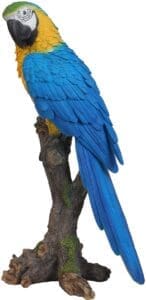 15" Blue & Gold Macaw Parrot on a Branch Figurine | Arbutus Crafts