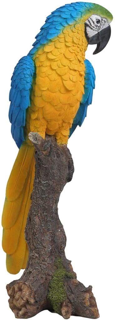15" Blue & Gold Macaw Parrot on a Branch Figurine | Arbutus Crafts