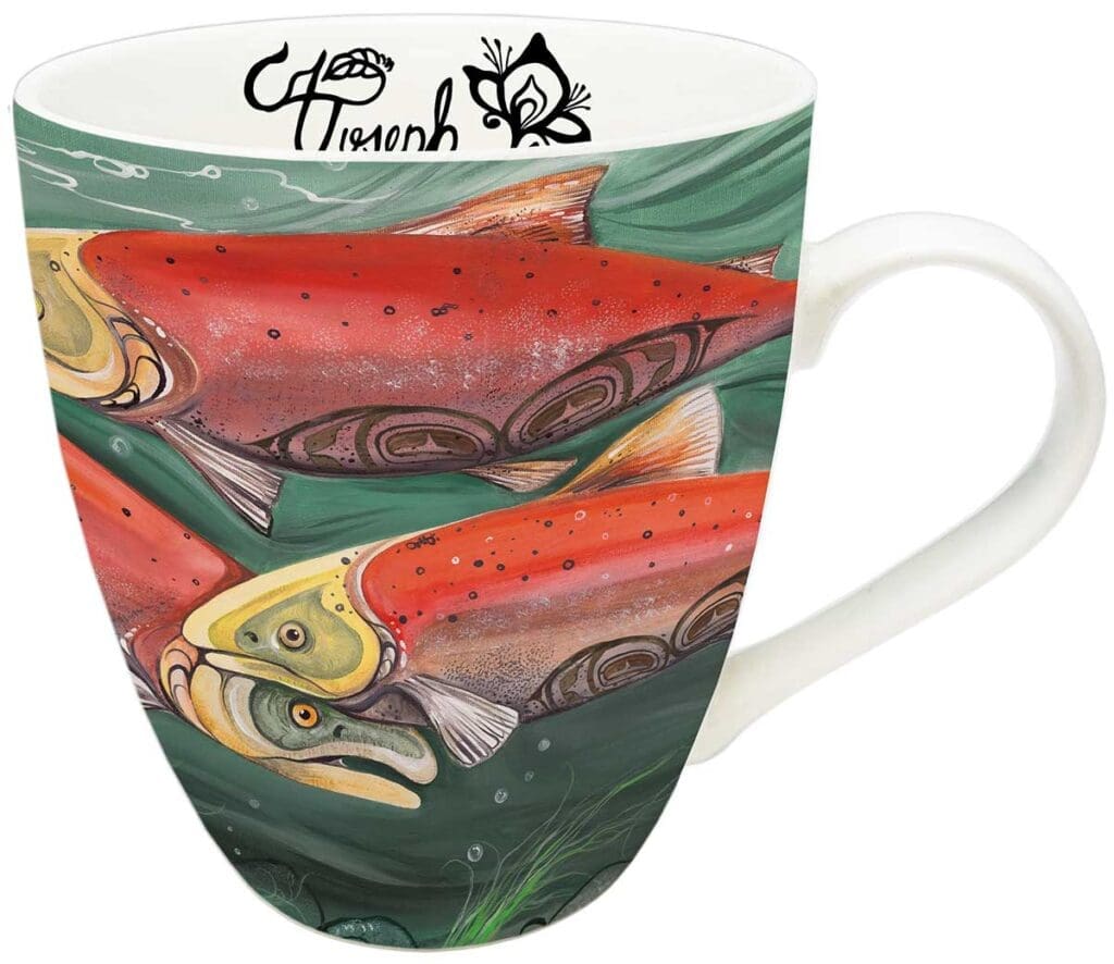 "Salmon Run" 18 oz. Signature Mug by Artist Carla Joseph | Arbutus Crafts